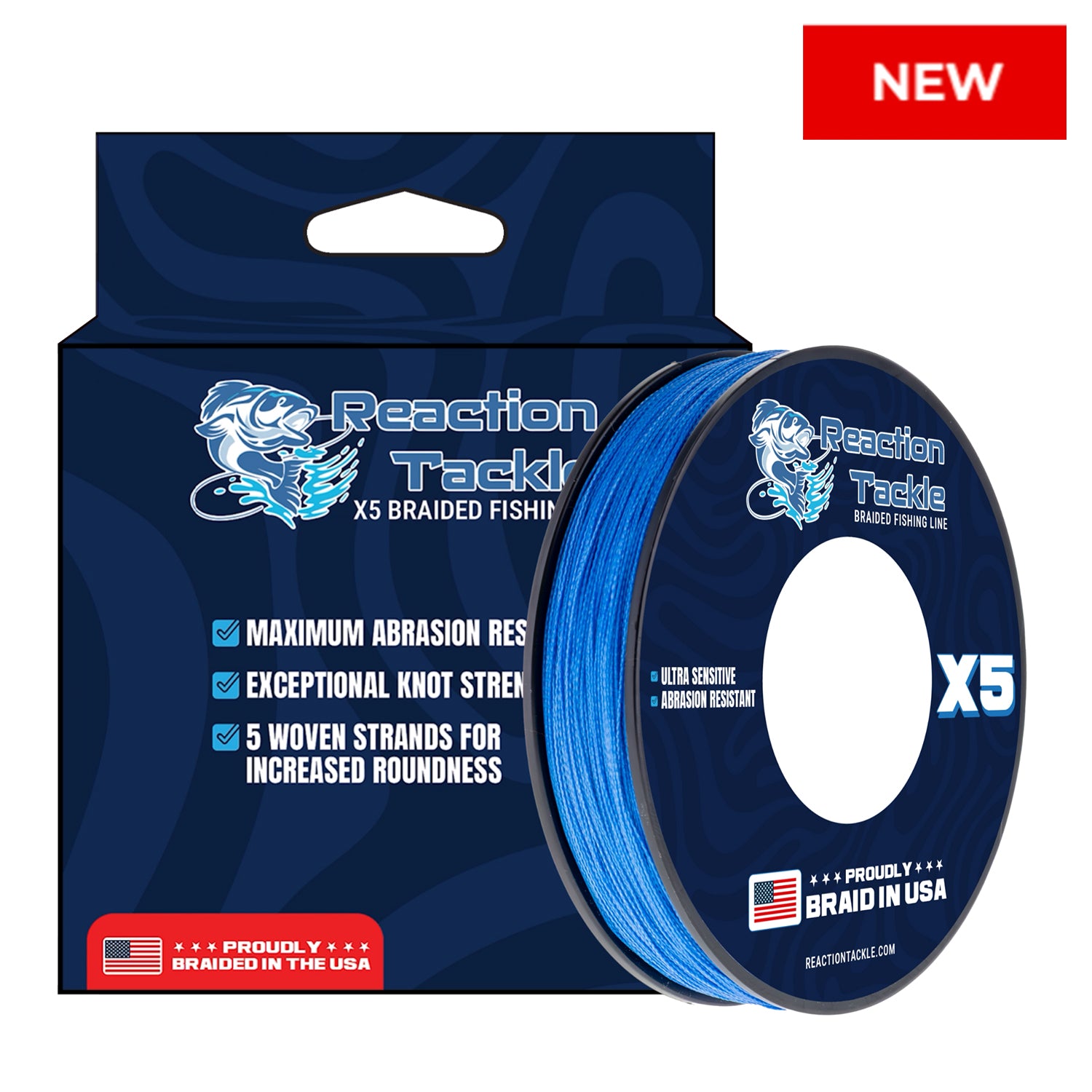 Reaction Tackle BRAIDED IN THE USA Fishing Line- 5X- NEW | Reaction Tackle