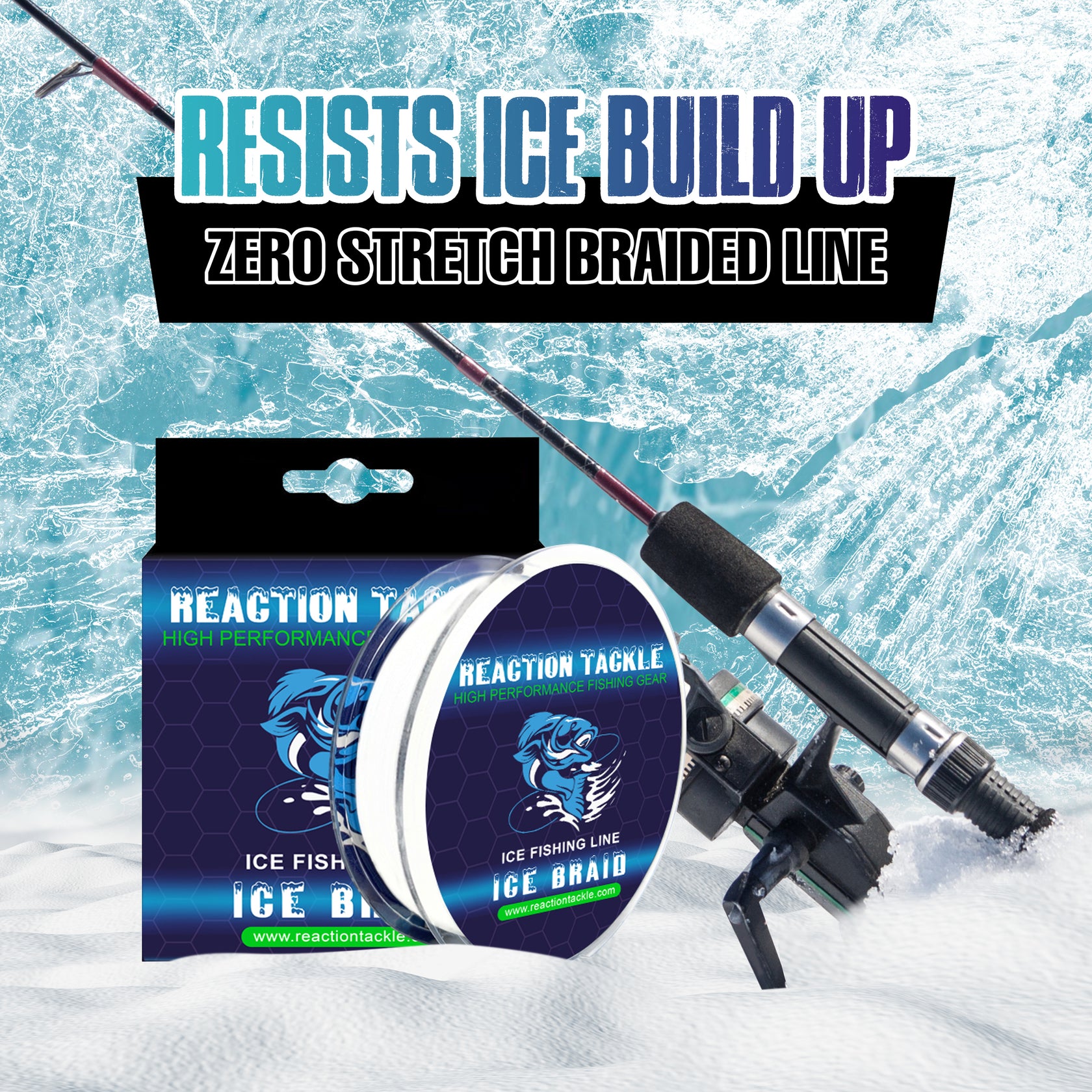 Reaction Tackle Ice Fishing Braided line - 8 Strand | Reaction Tackle
