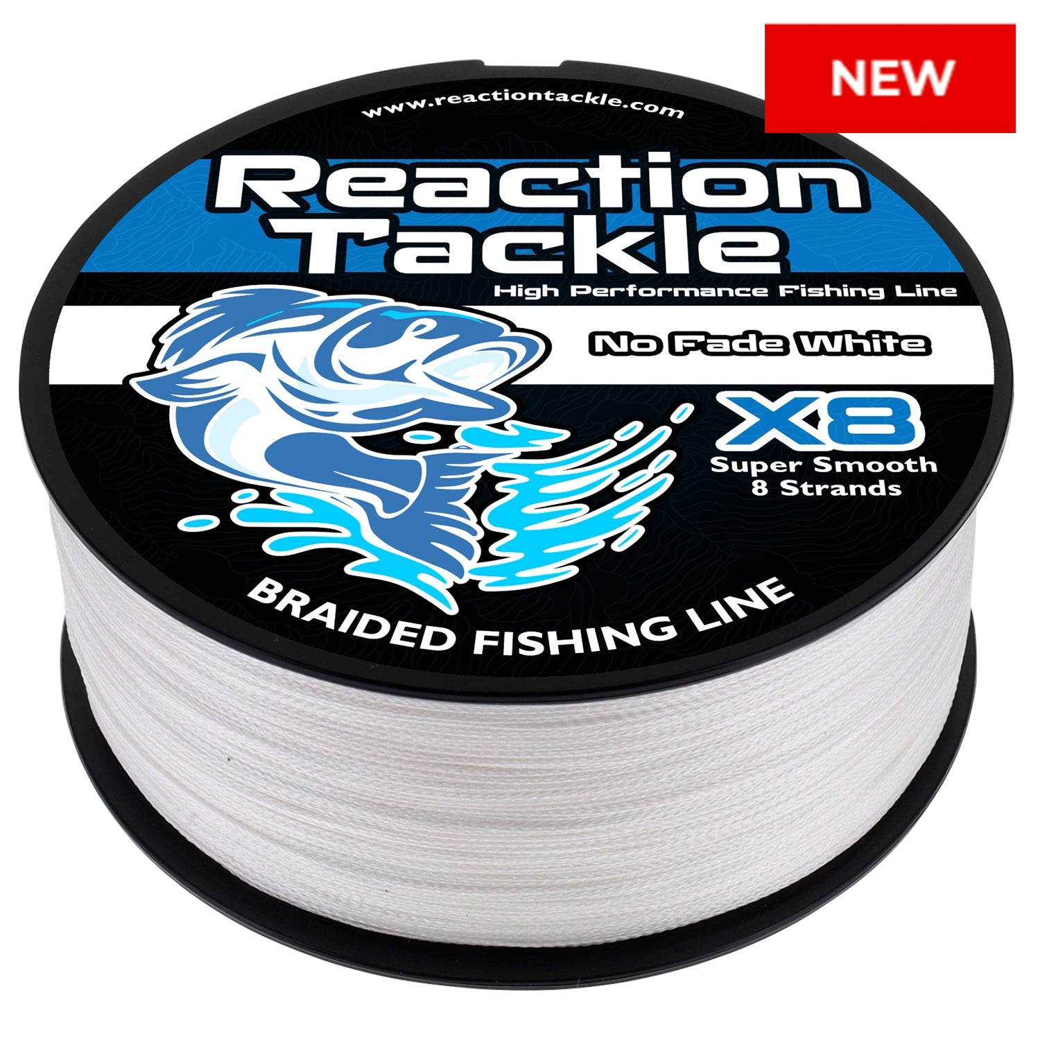 Reaction Tackle X8 Braided Fishing Line - NO FADE White 8 Strand - NEW ...